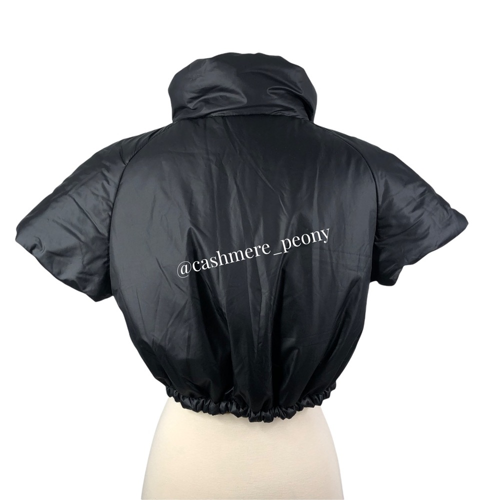 Imperial Black Cropped Puffer Jacket Made In Italy - Gem